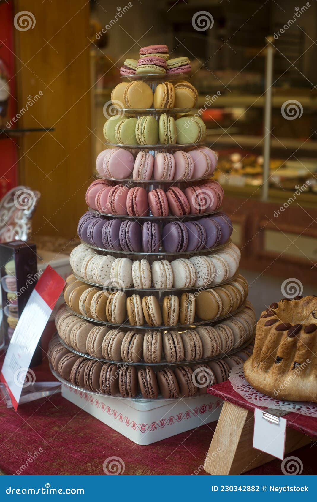 Macarons Forming a Pyramid in the Bakery Showroom Stock Photo - Image ...