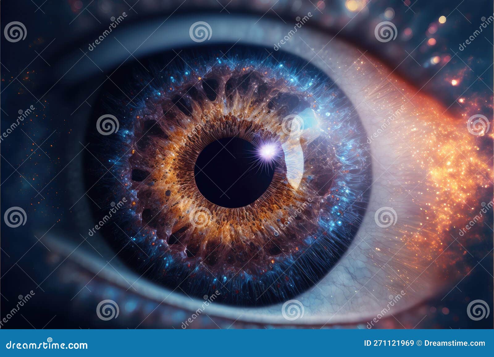 Closeup of Macro Galaxy in Glowing Sharp Eyesight Vision. Stock Image ...
