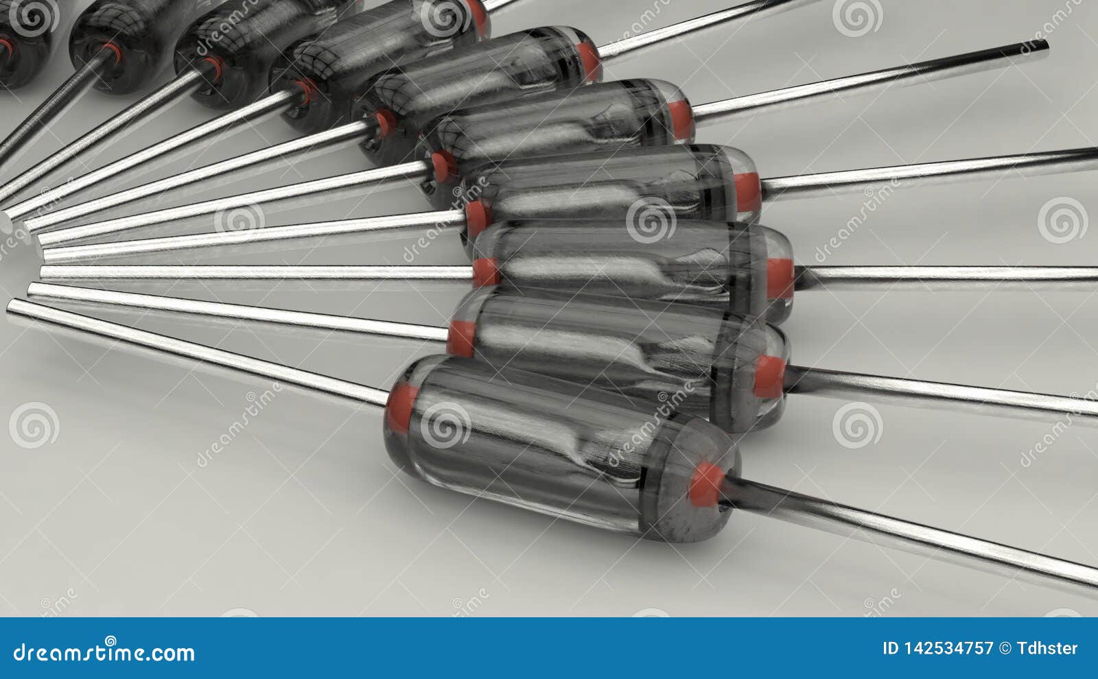 Closeup Macro Set of Electronic Germanium Diode on a White Background ...