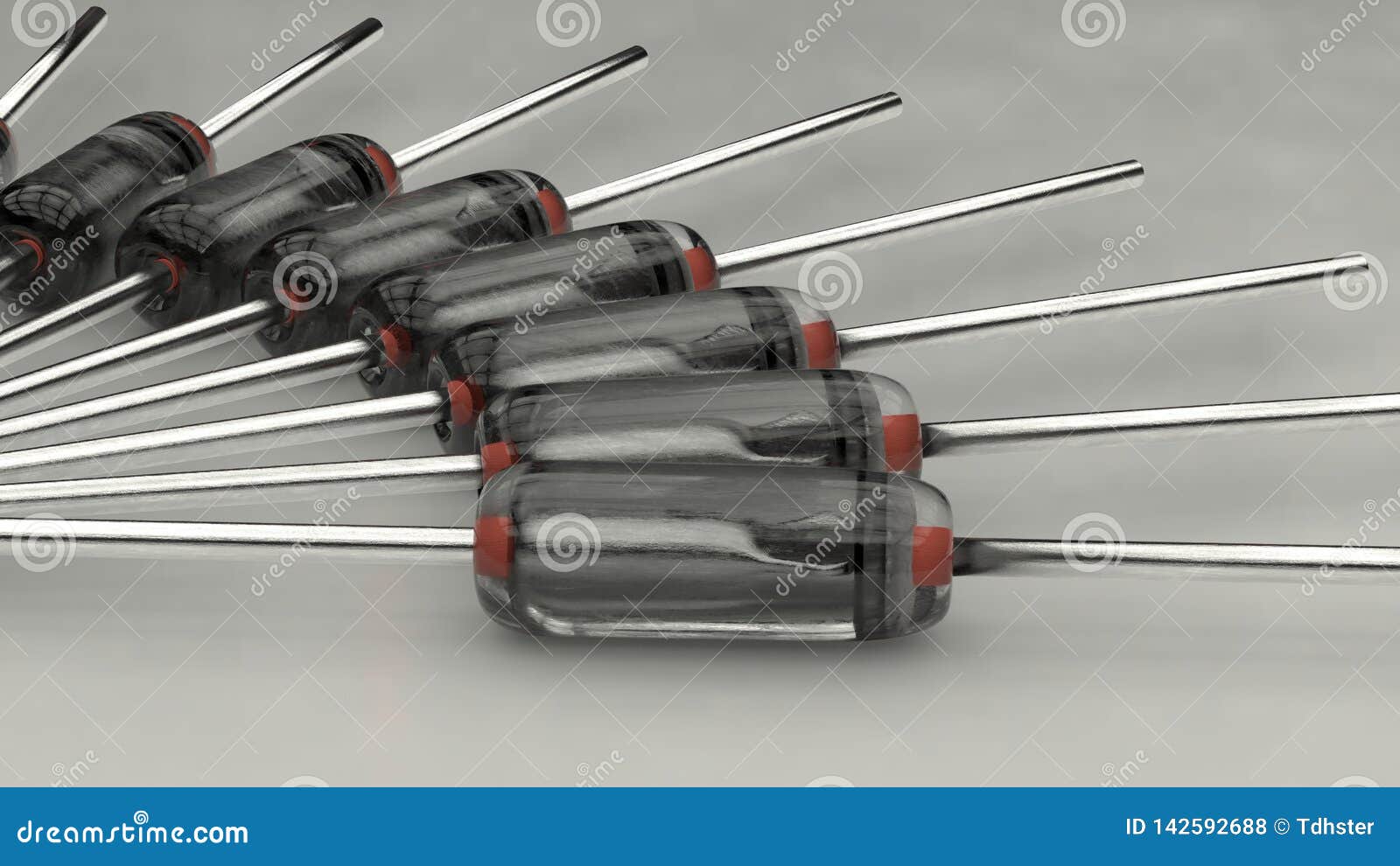 Closeup Macro Set of Electronic Germanium Diode on a White Background ...