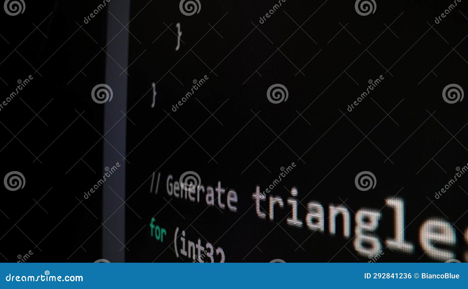 Closeup Macro Shot Movement Of Coding Script Moving Across Led Screen