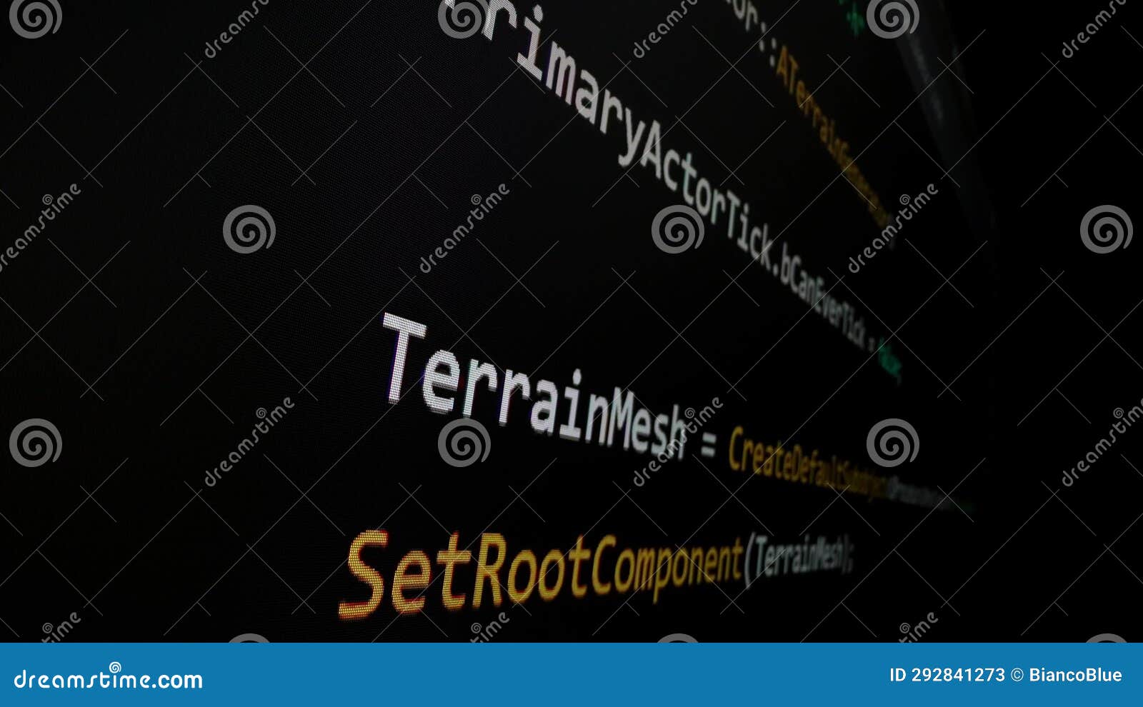 Closeup Macro Shot Movement Of Coding Script Moving Across Led Screen