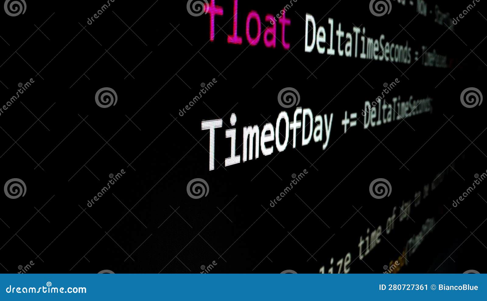 Closeup Macro Shot Movement of Coding Script Moving Across LED Screen ...