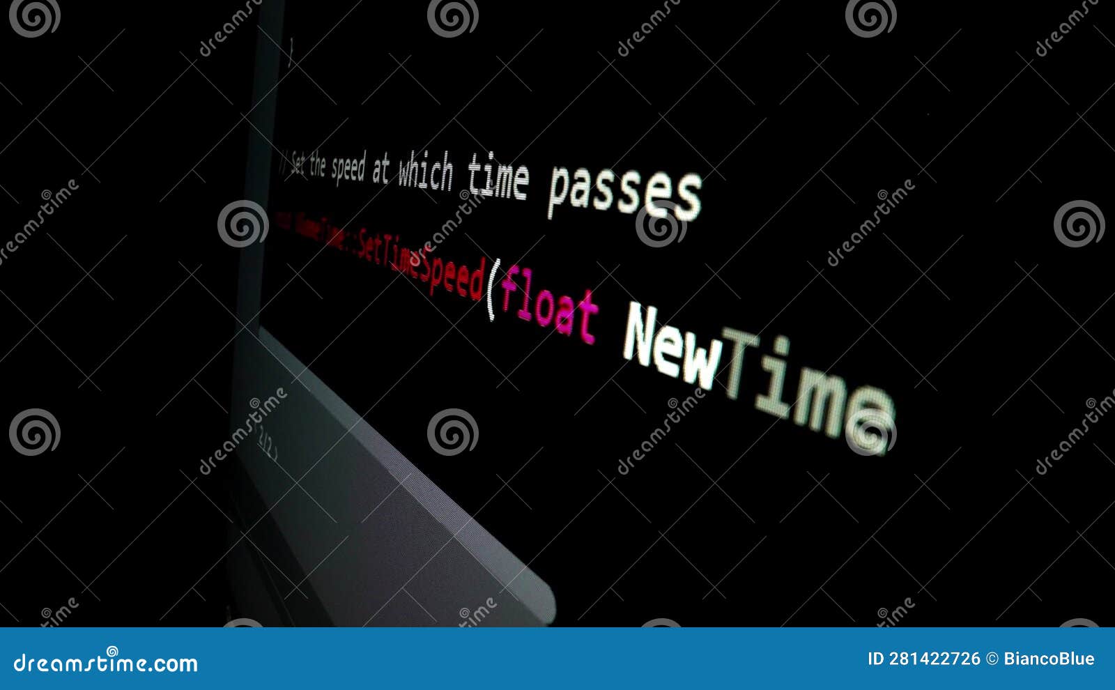 Closeup Macro Shot Movement of Coding Script Moving Across LED Screen ...