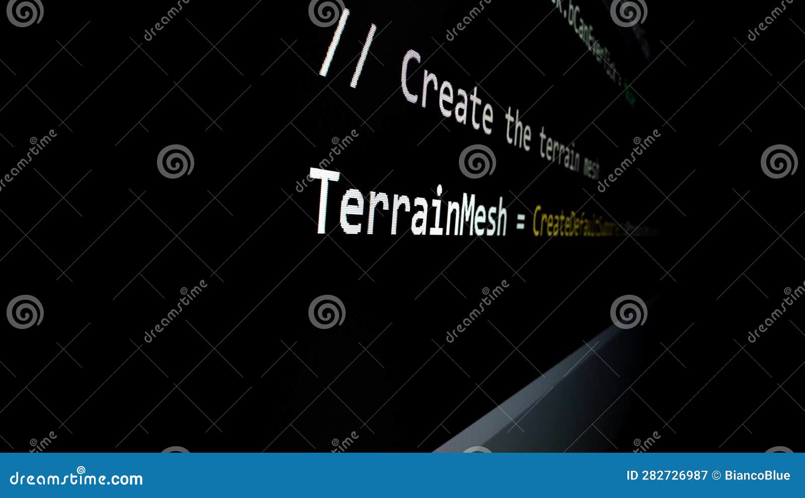 Closeup Macro Shot Movement of Coding Script Moving Across LED Screen ...