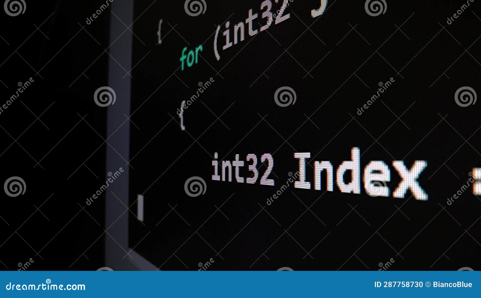 Closeup Macro Shot Movement Of Coding Script Moving Across Led Screen Stock Footage Video Of