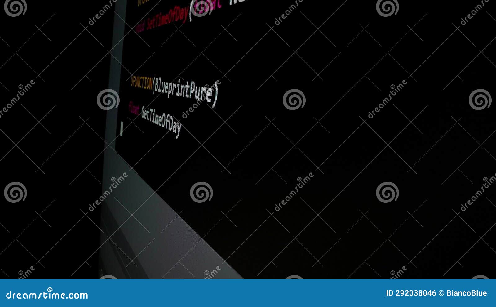 Closeup Macro Shot Movement Of Coding Script Moving Across Led Screen