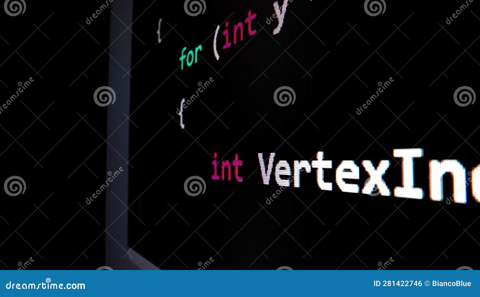 Closeup Macro Shot Movement Of Coding Script Moving Across Led Screen