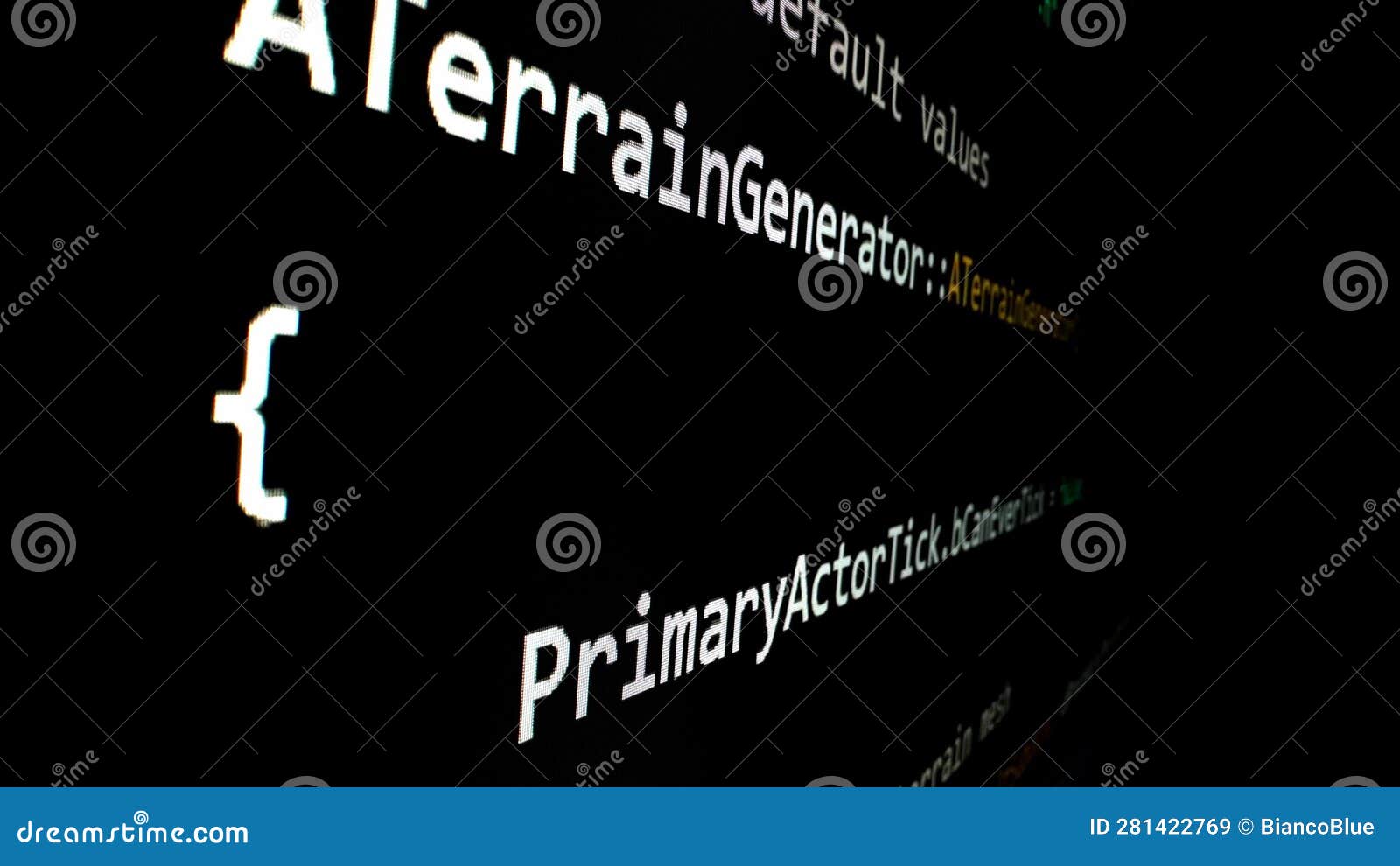 Closeup Macro Shot Movement Of Coding Script Moving Across Led Screen