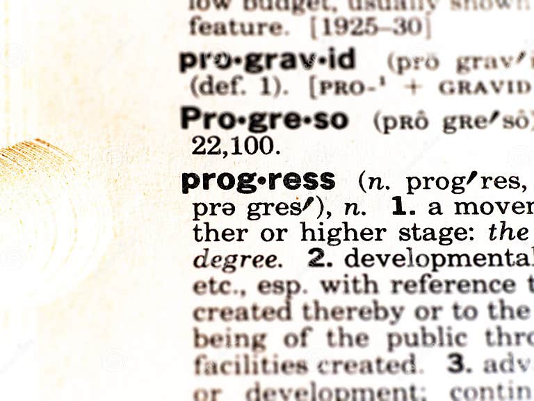 Closeup of the Dictionary Definition of the Word Progress Stock Photo ...