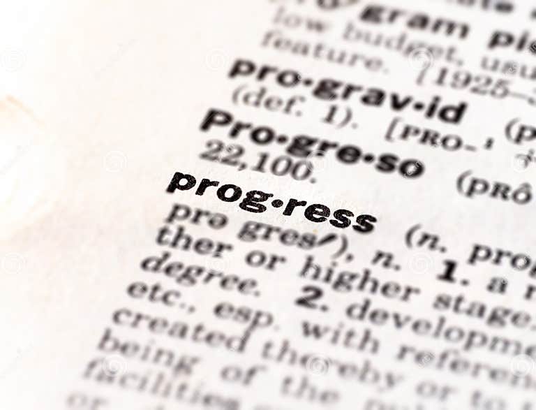 Closeup of the Dictionary Definition of the Word Progress Stock Photo ...