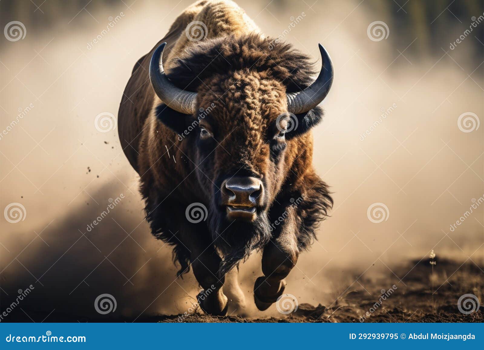 A Closeup of a Majestic Wild Bison in Full Stride Stock Illustration ...