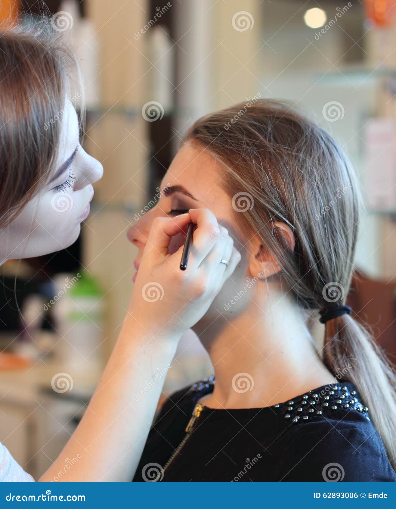 Closeup of a Makeup Artist Applying Makeup Stock Photo - Image of adult ...
