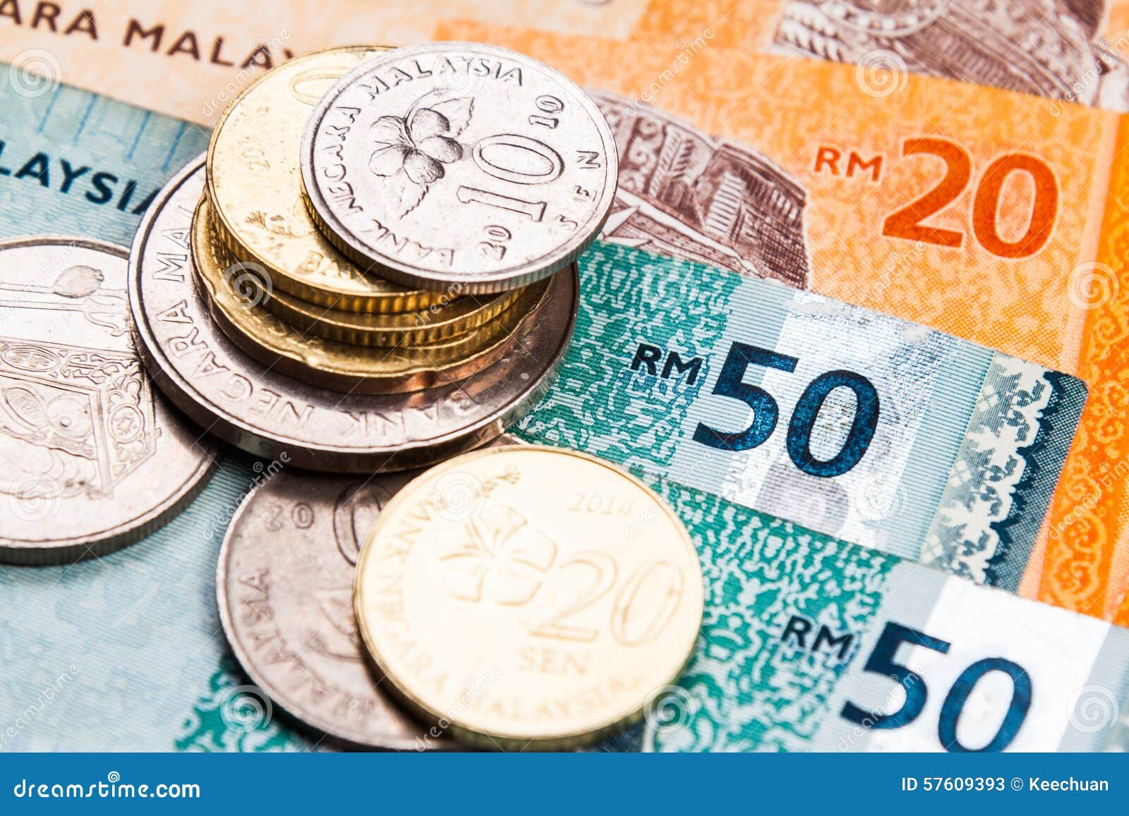 Closeup of Malaysia Ringgit Currency Notes and Coins Stock Image ...