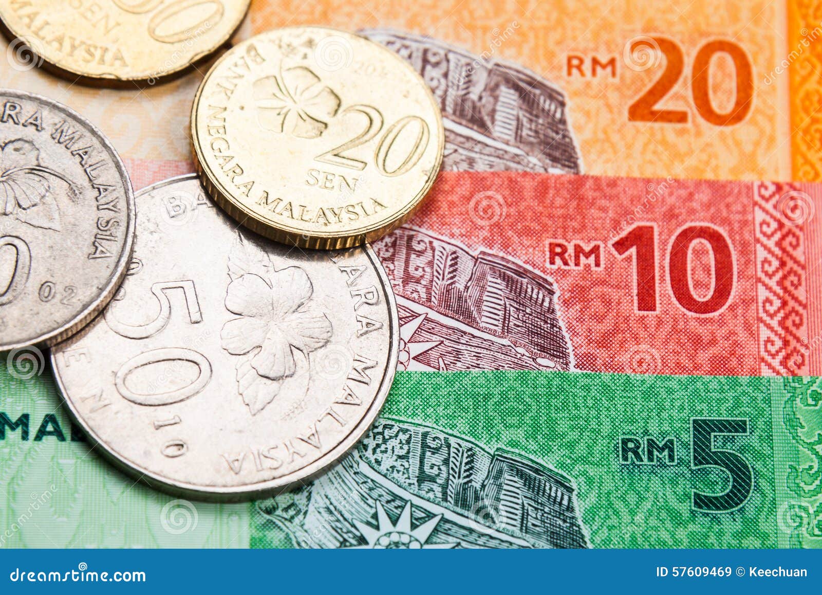 Closeup of Malaysia Ringgit Currency Notes and Coins Stock Image ...