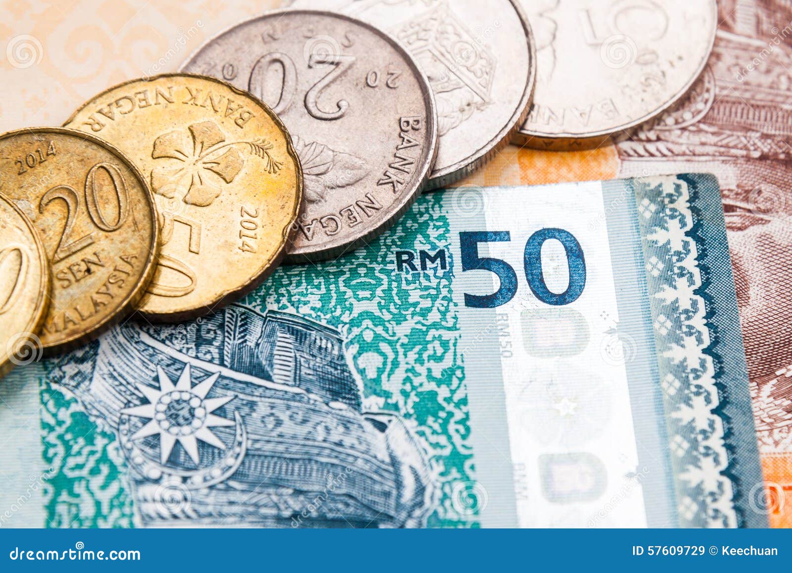 Closeup of Malaysia Ringgit Currency Notes and Coins Stock Image ...