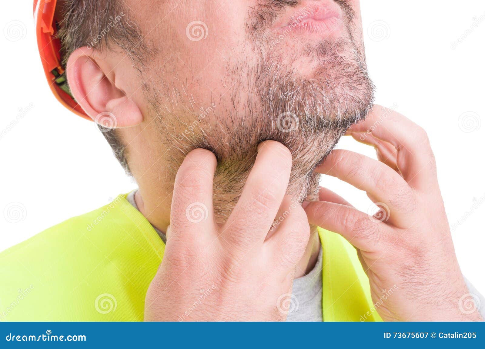 Closeup of Male Builder Scratching His Beard Stock Image - Image of ...