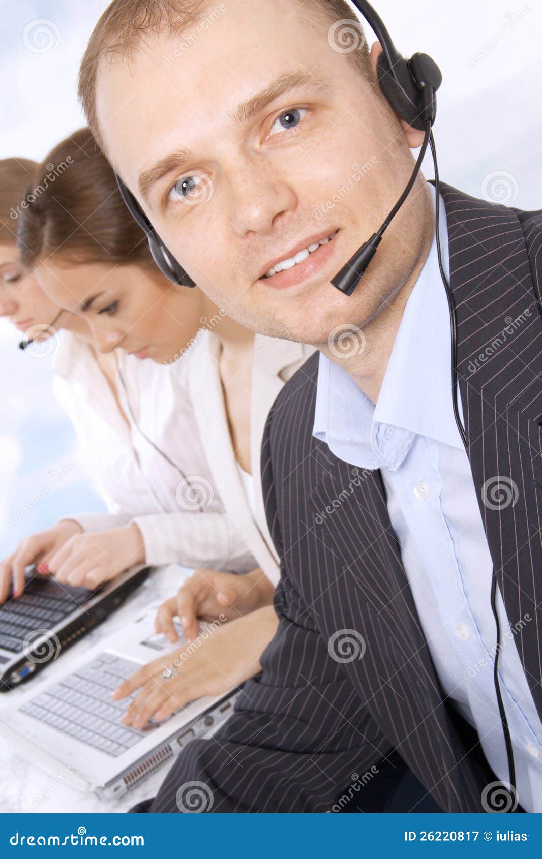 Closeup of Male Customer Service Representative Stock Image - Image of ...
