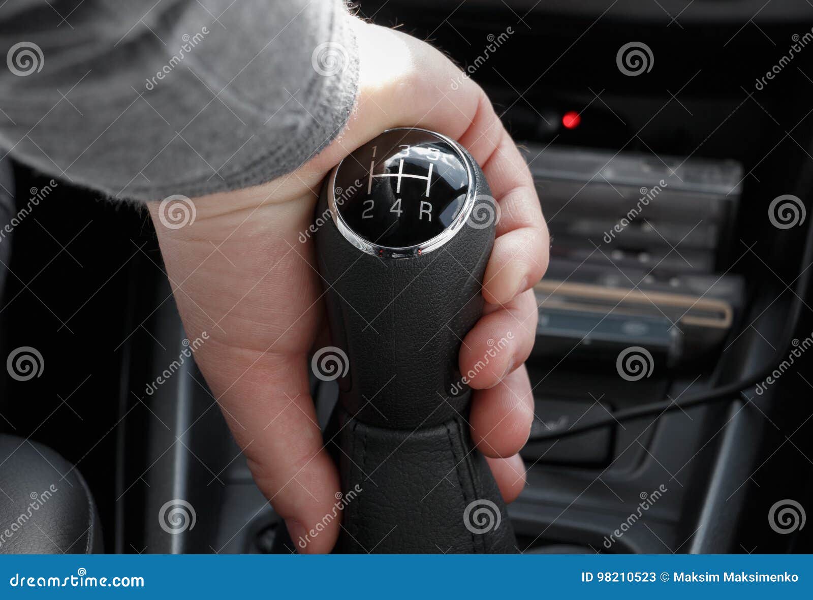Closeup of Male Hand on Gearshift Stick Stock Image - Image of indoors ...