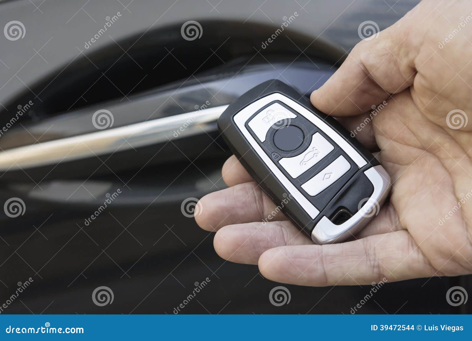 Closeup of Male Hand Holding Remote Car Key Stock Photo - Image of ...