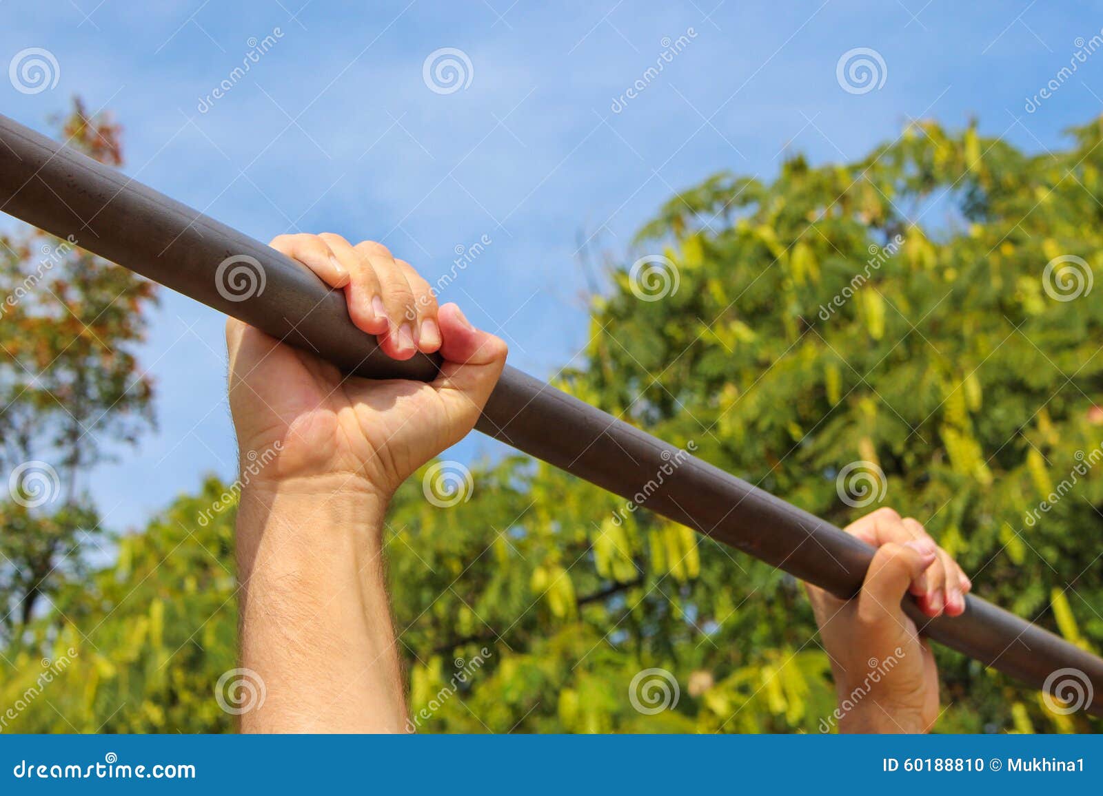 Closeup Male Hands on Horizontal Bar. Stock Photo - Image of health ...