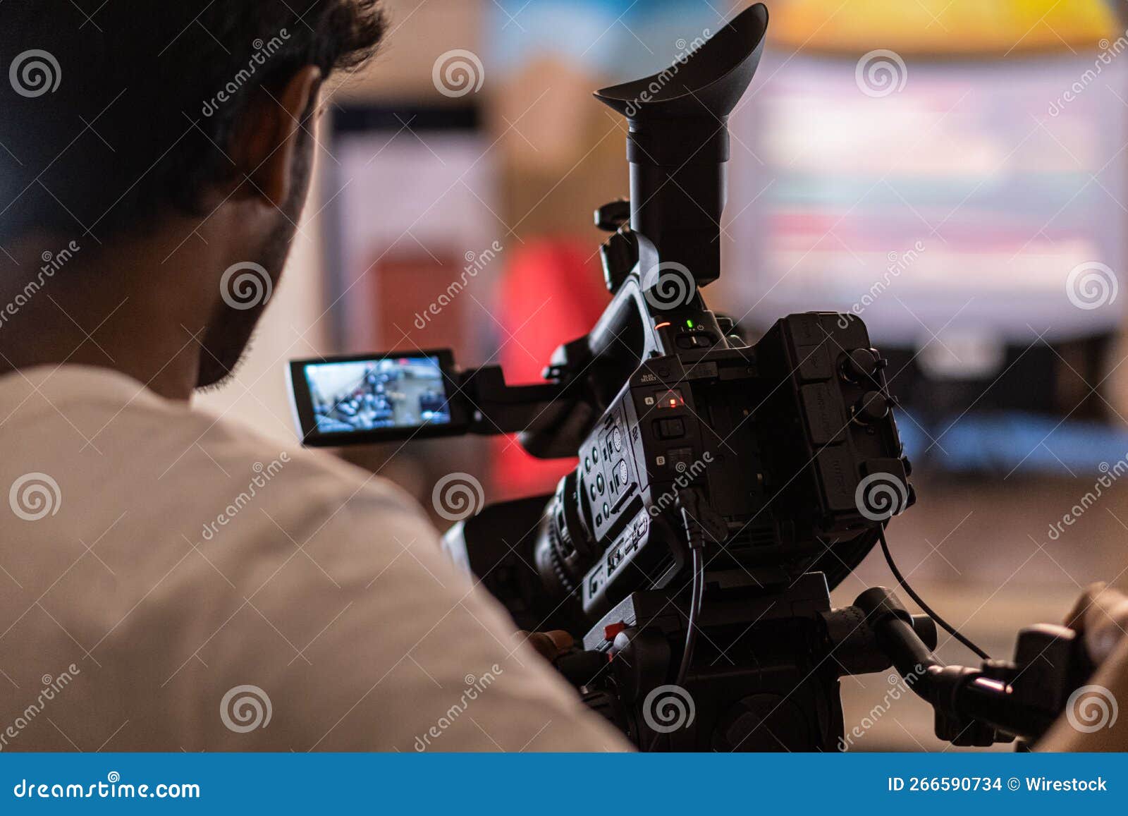 Closeup of Male Holding Camera and Filming during Work Stock Photo ...
