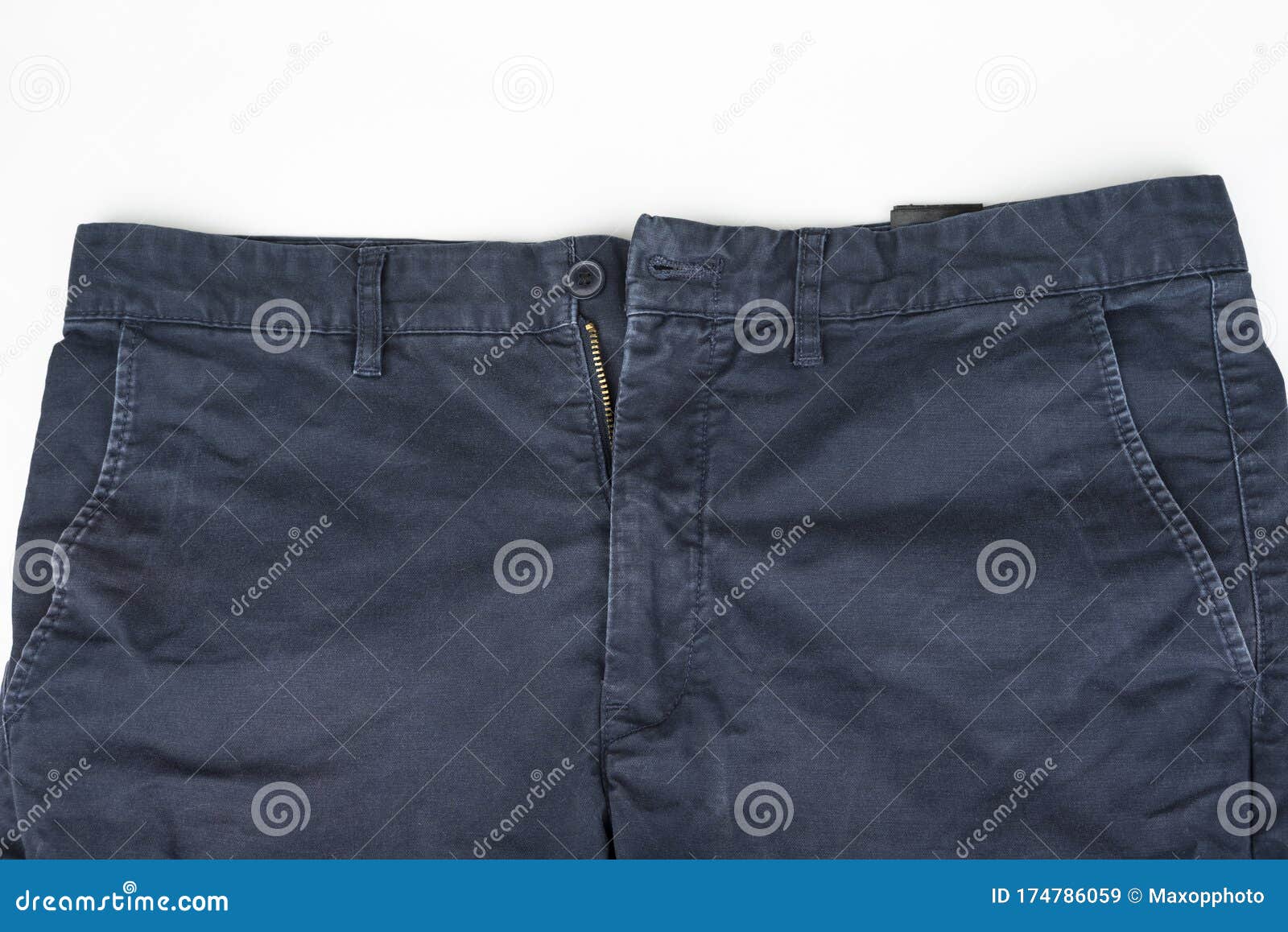 Closeup of Male Indigo Pants on a White Stock Image - Image of textile ...