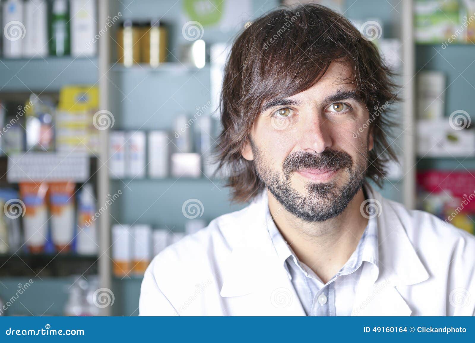 Closeup of a Male Pharmacist Stock Photo - Image of counter, medicine ...