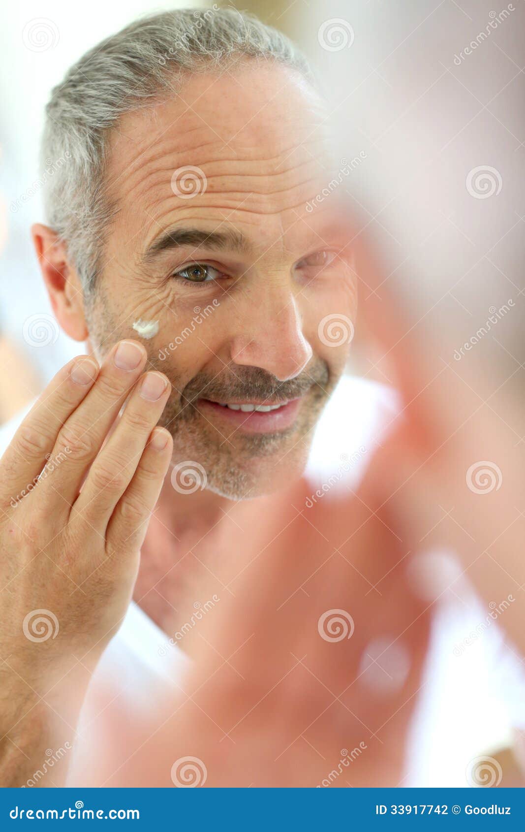 Closeup of Man Applying Cream on Face Stock Photo - Image of cosmetics ...