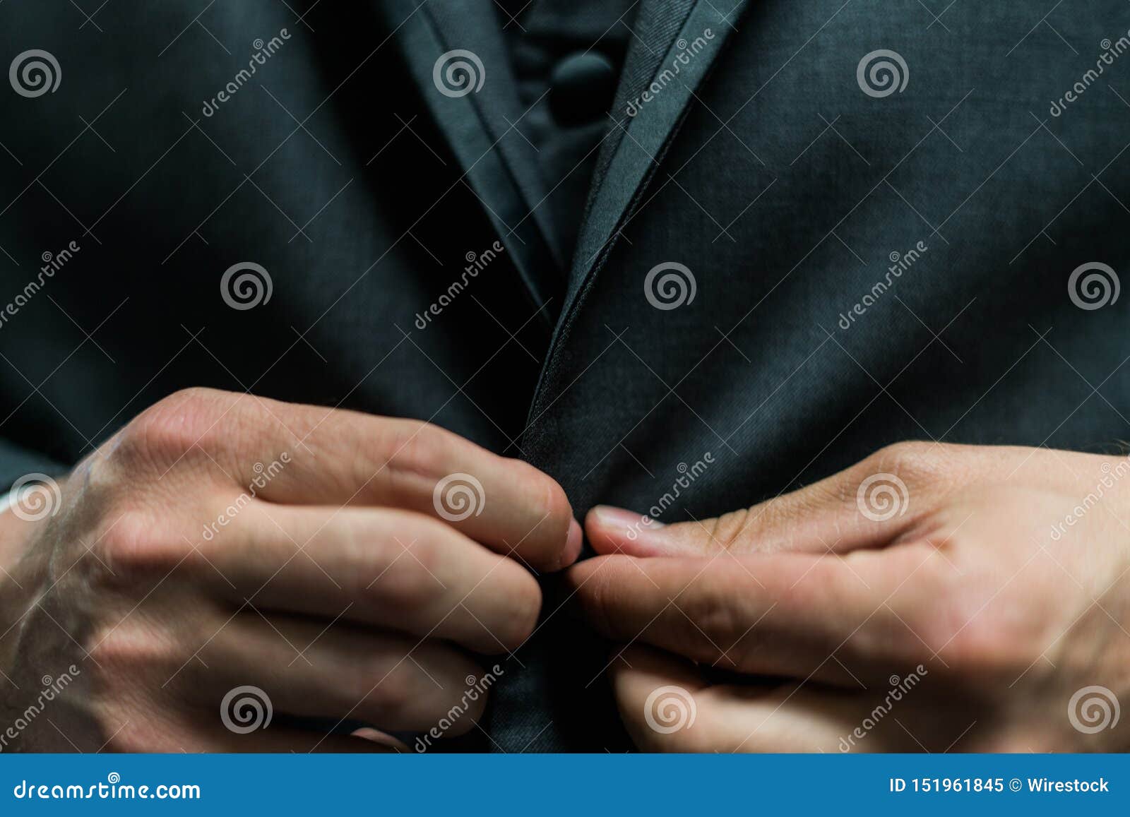 Closeup of a Man Buttoning His Classic Suit Jacket Stock Image - Image ...