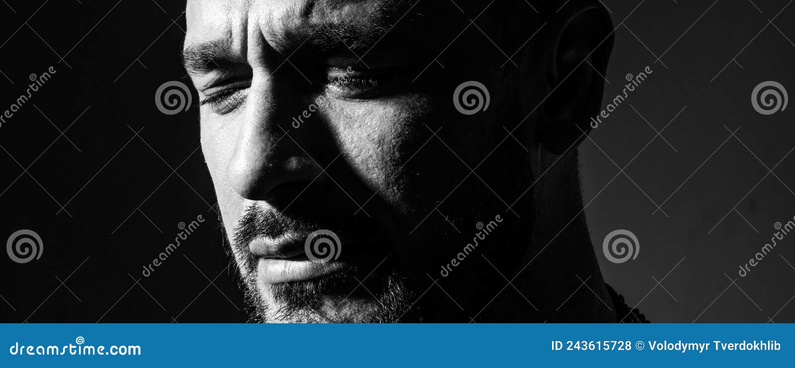 Closeup Man Crying Face. Tears in Close Eyes of Cry Guy. Stock Photo ...