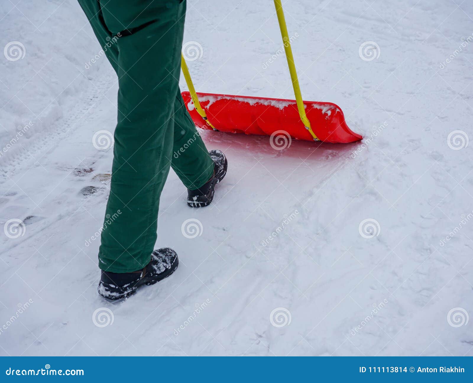 Closeup of Man Digging Snow with Shovel Stock Photo - Image of outdoors ...