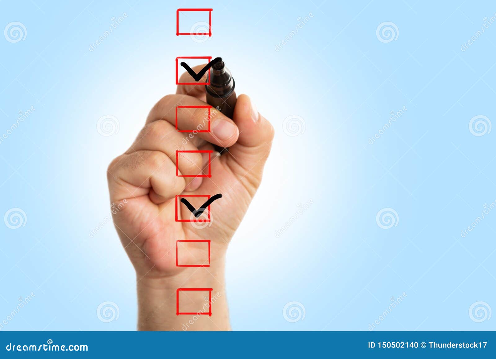 Closeup of Man Drawing Tick Stock Photo - Image of check, concept ...