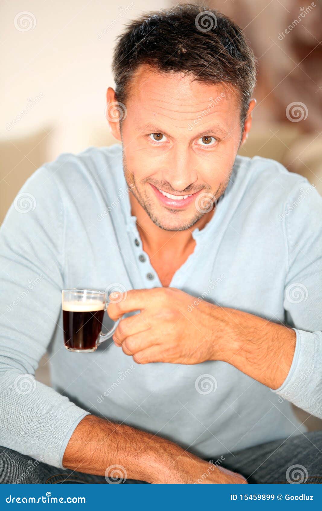 Closeup of Man Drinking Coffee Stock Image - Image of person, resting ...