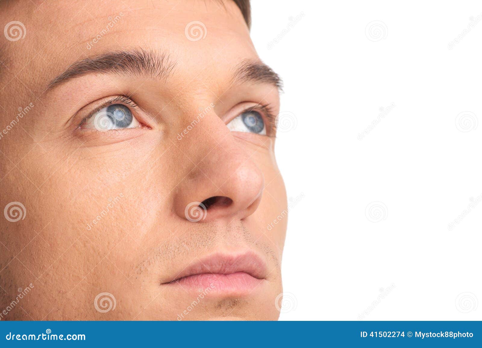Closeup Man Face on White Background. Stock Photo - Image of fashion ...