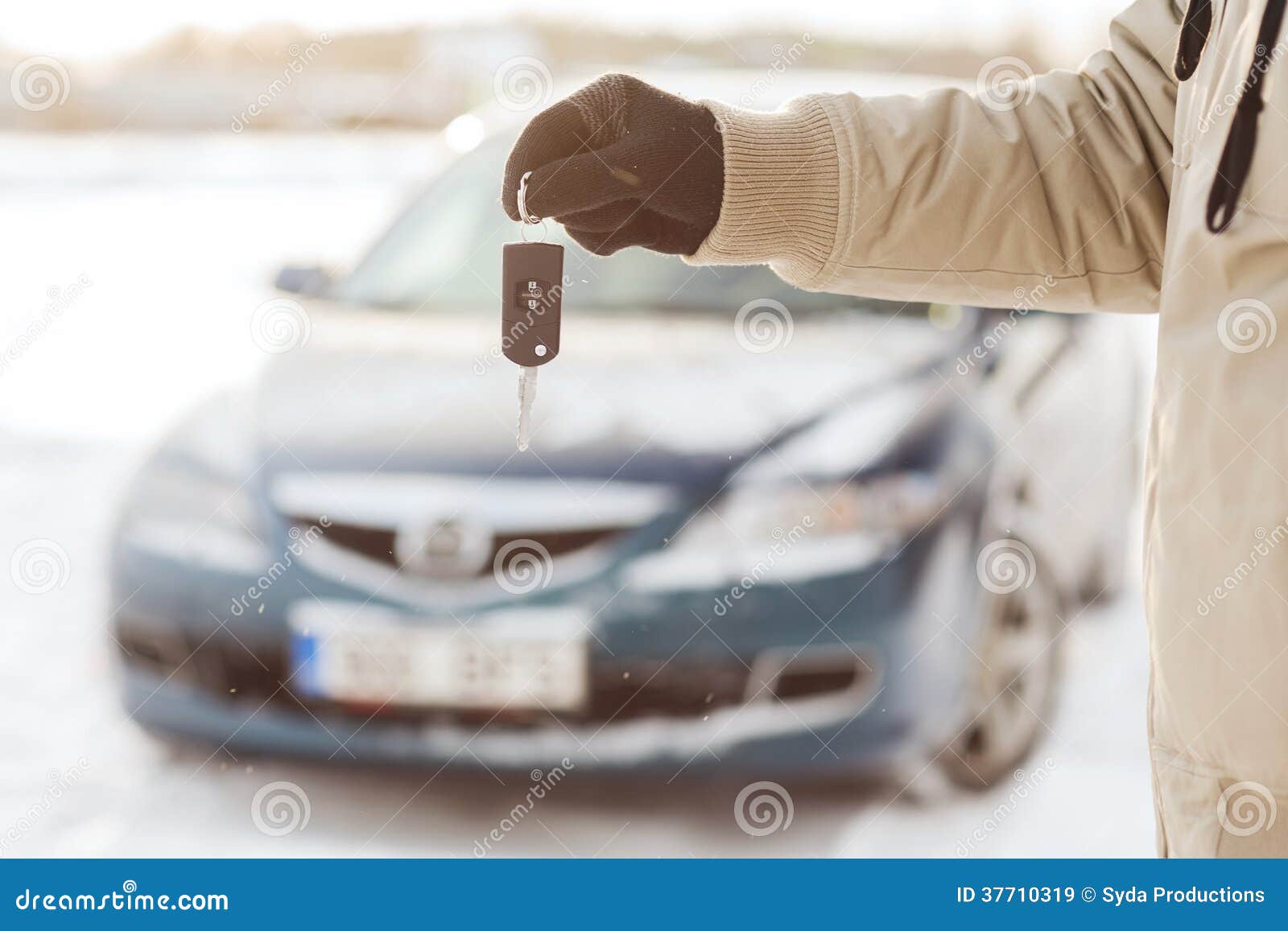 Closeup of Man Hand with Car Key Outdoors Stock Image - Image of ...