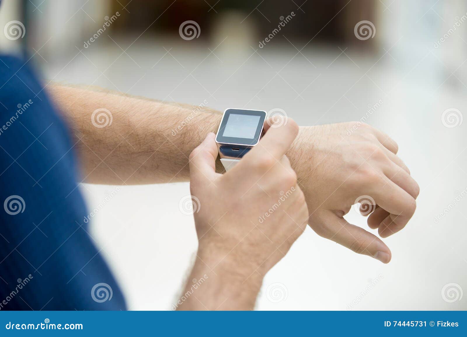 Closeup of Man Hand with Smart Watch Stock Image - Image of blank ...