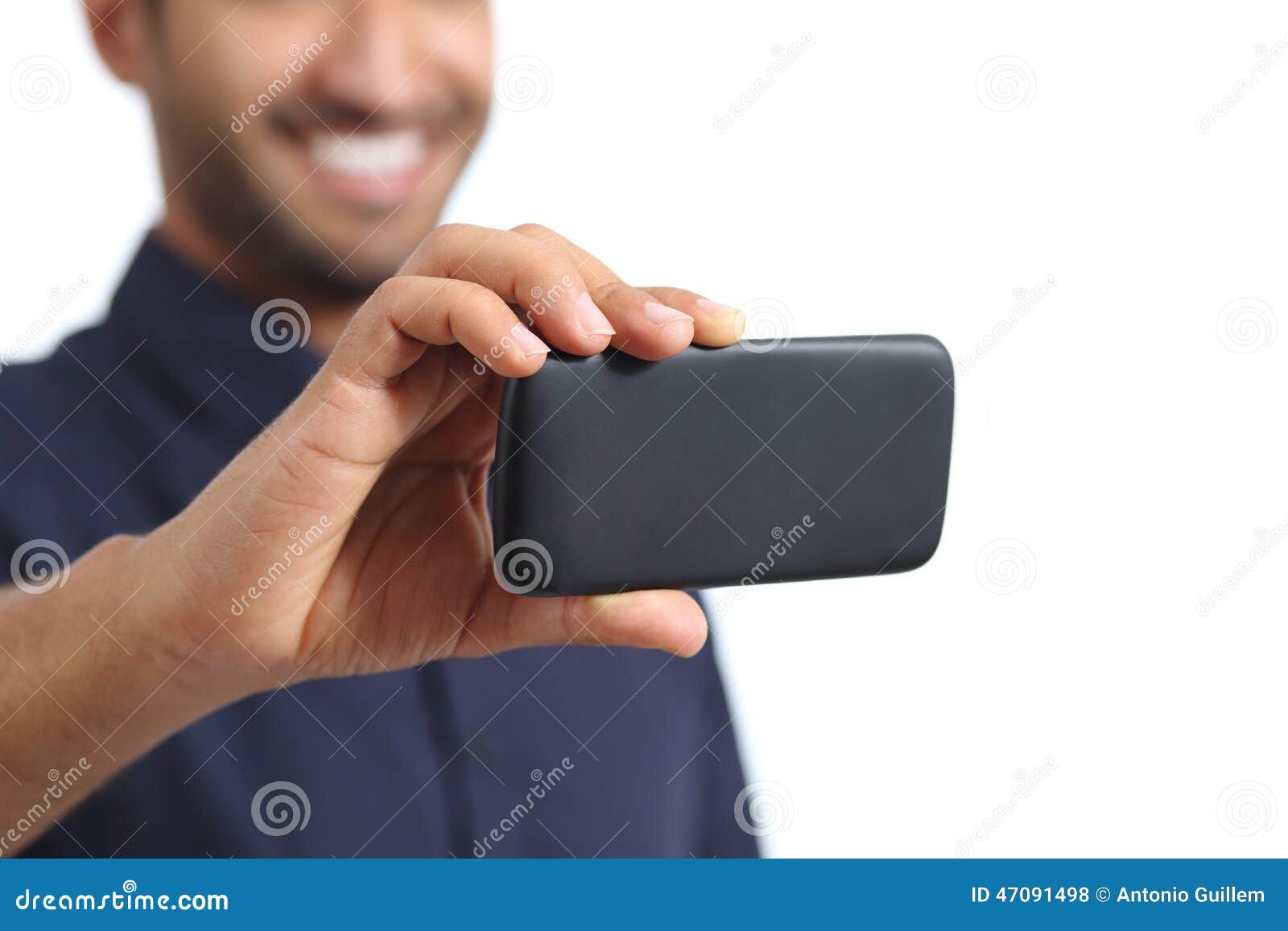 Closeup of a Man Hand Watching Video in a Smart Phone Stock Photo ...