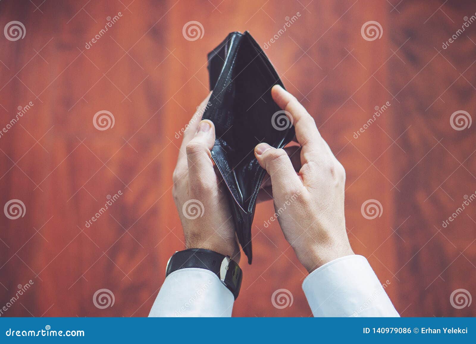 Closeup of Man Hands, and Empty Wallet in Male Hands Stock Photo ...