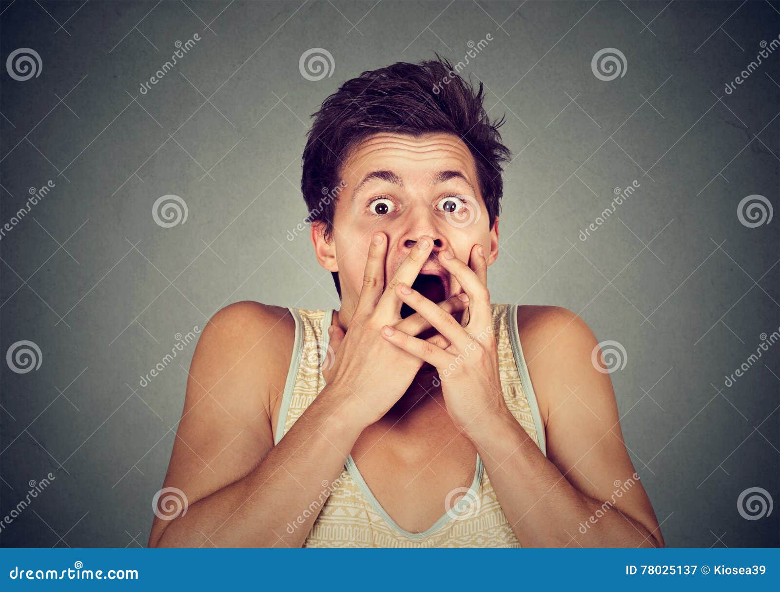 Closeup Man Looking Shocked Scared Stock Image - Image of fright ...