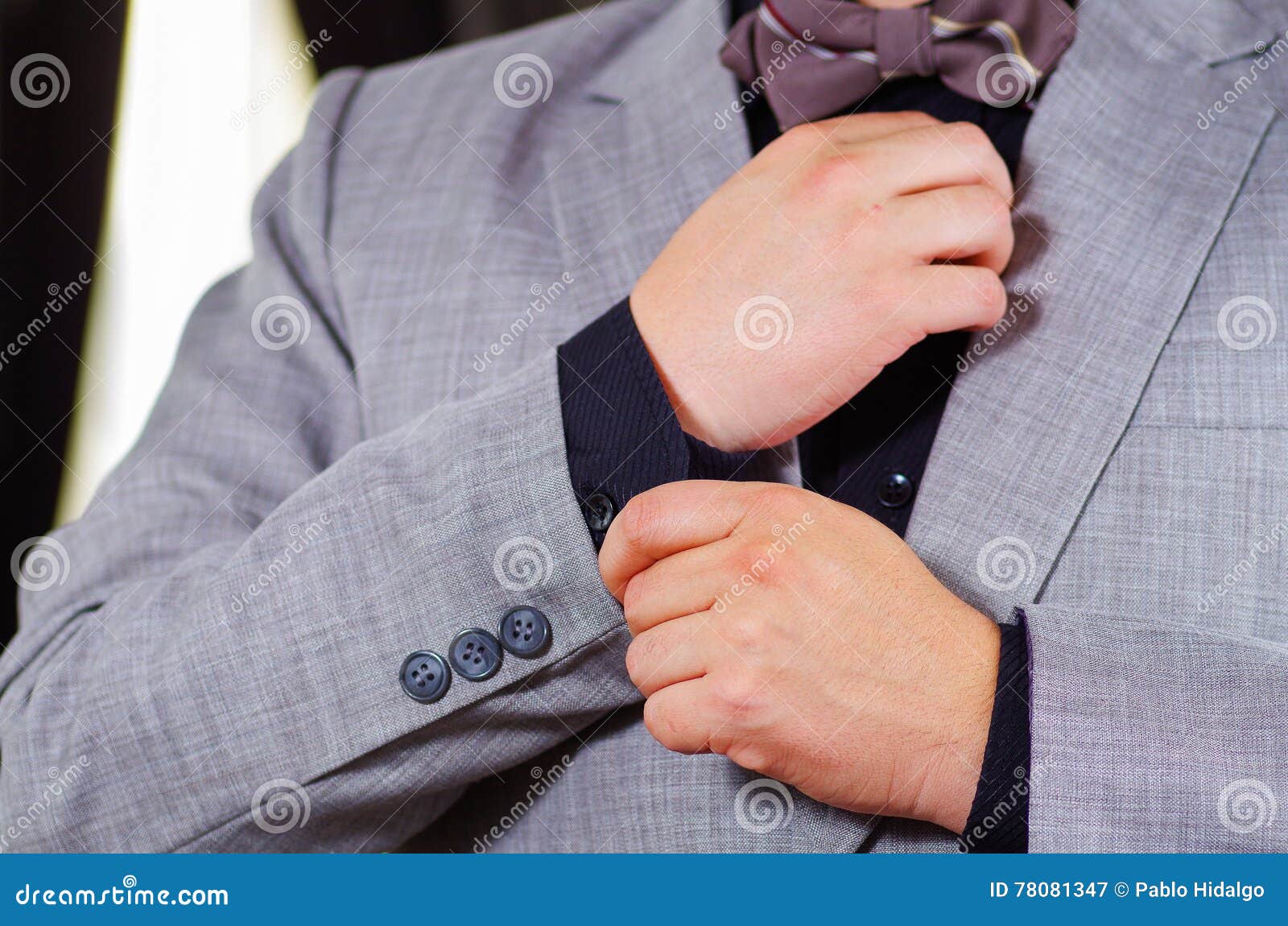 Closeup Man S Arm Wearing Suit, Adjusting Cufflinks Using Hands, Men ...