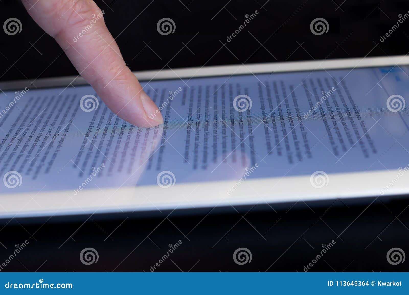 Closeup Scrolling Finger Touching Tablet Stock Photo - Image of outside ...