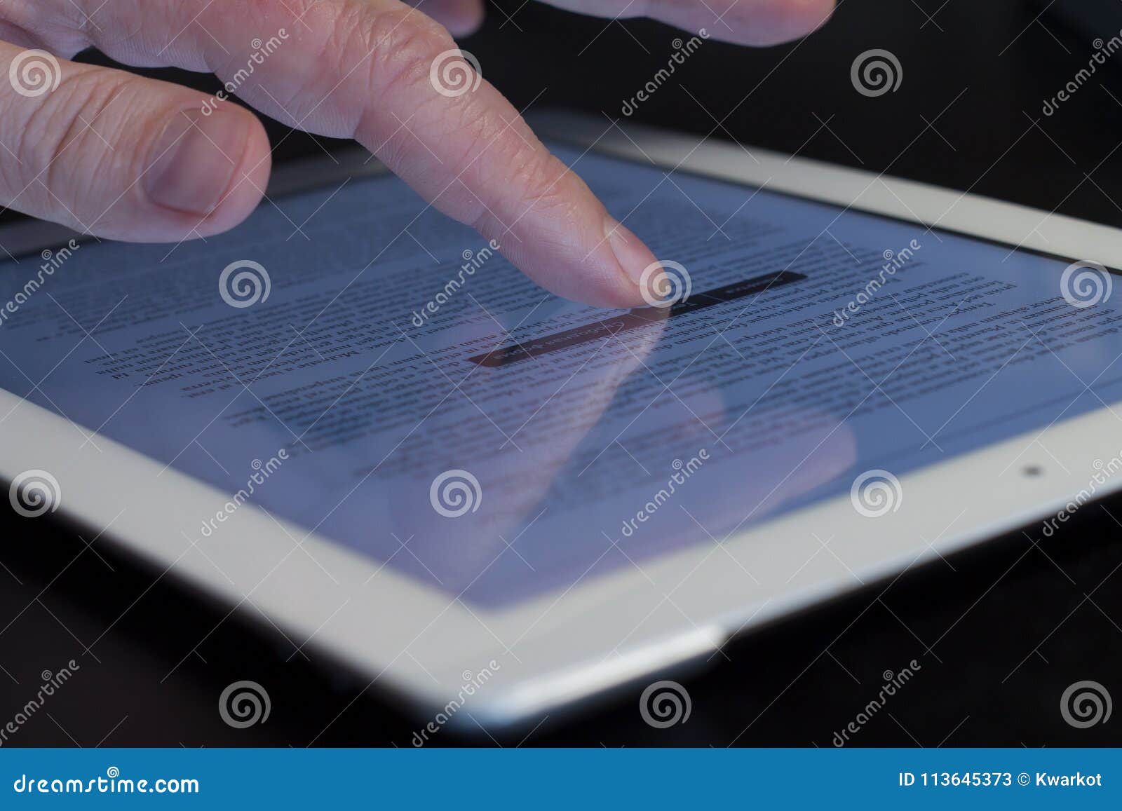 Closeup Scrolling Finger Touching Tablet Stock Image - Image of smart ...