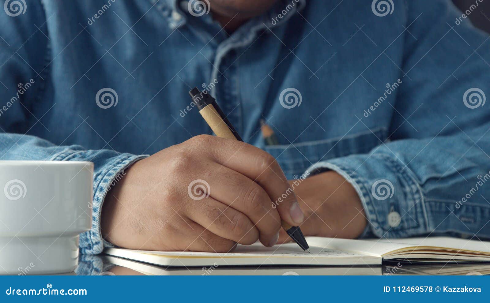 Closeup Man`s Hands Making Notes. Writing Hands Stock Photo - Image of ...
