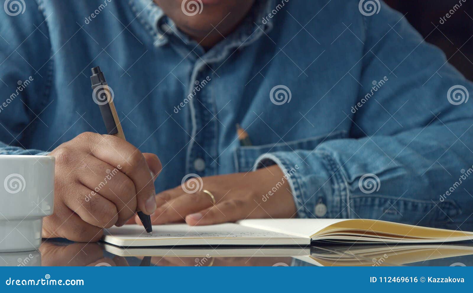 Closeup Man`s Hands Making Notes. Writing Hands Stock Photo - Image of ...