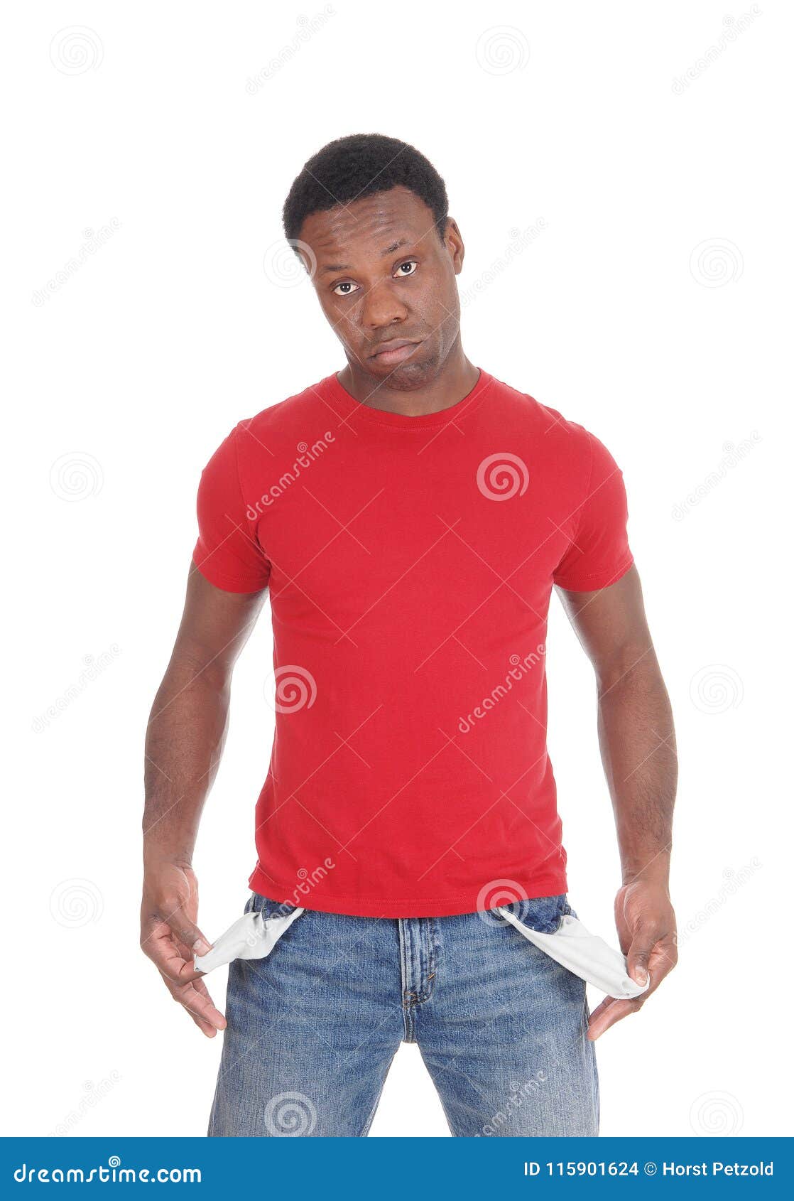Closeup of Man Showing Empty Pockets Stock Photo - Image of money ...