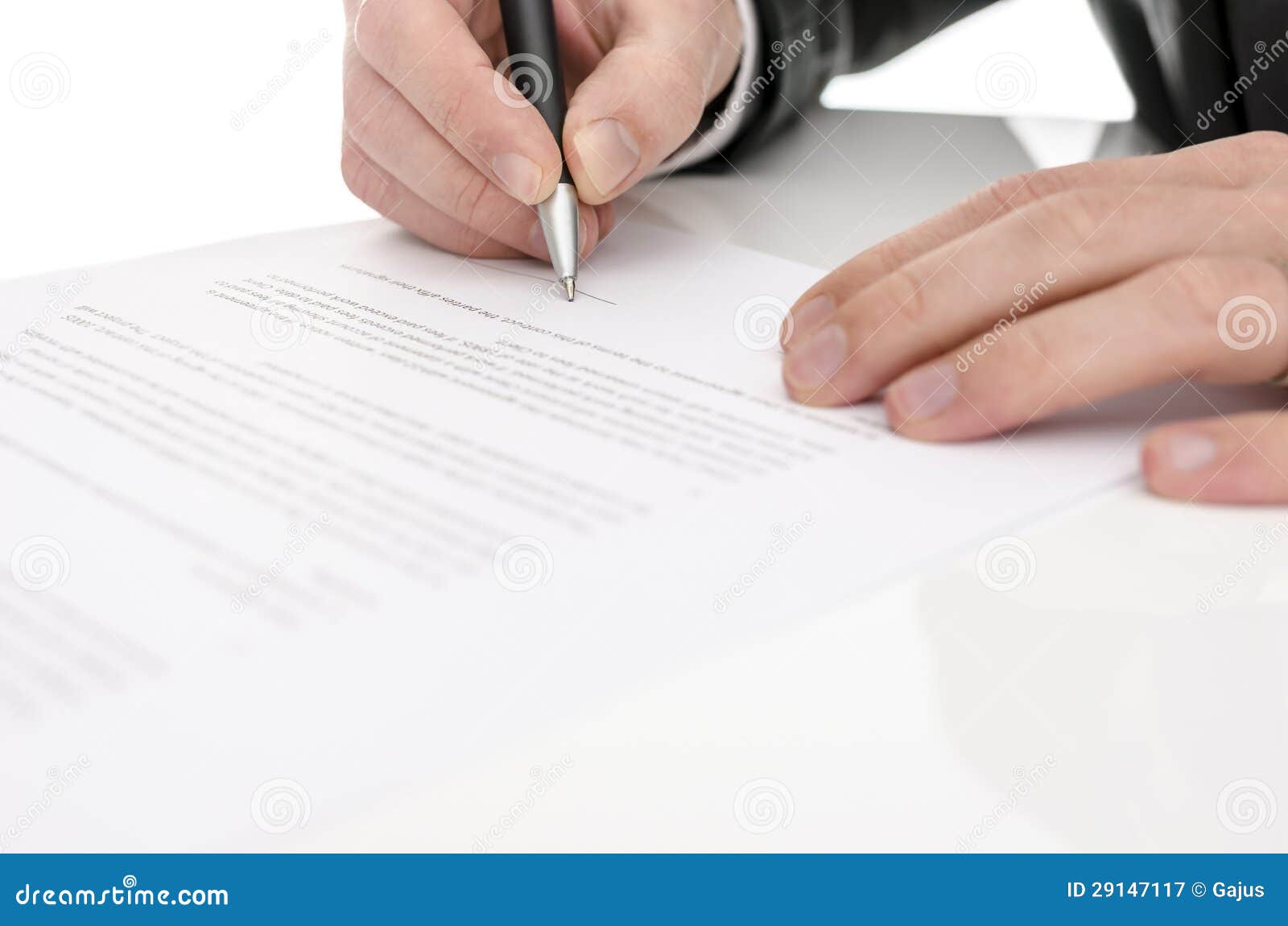 Closeup of a Man Signing a Contract Stock Image - Image of manager ...