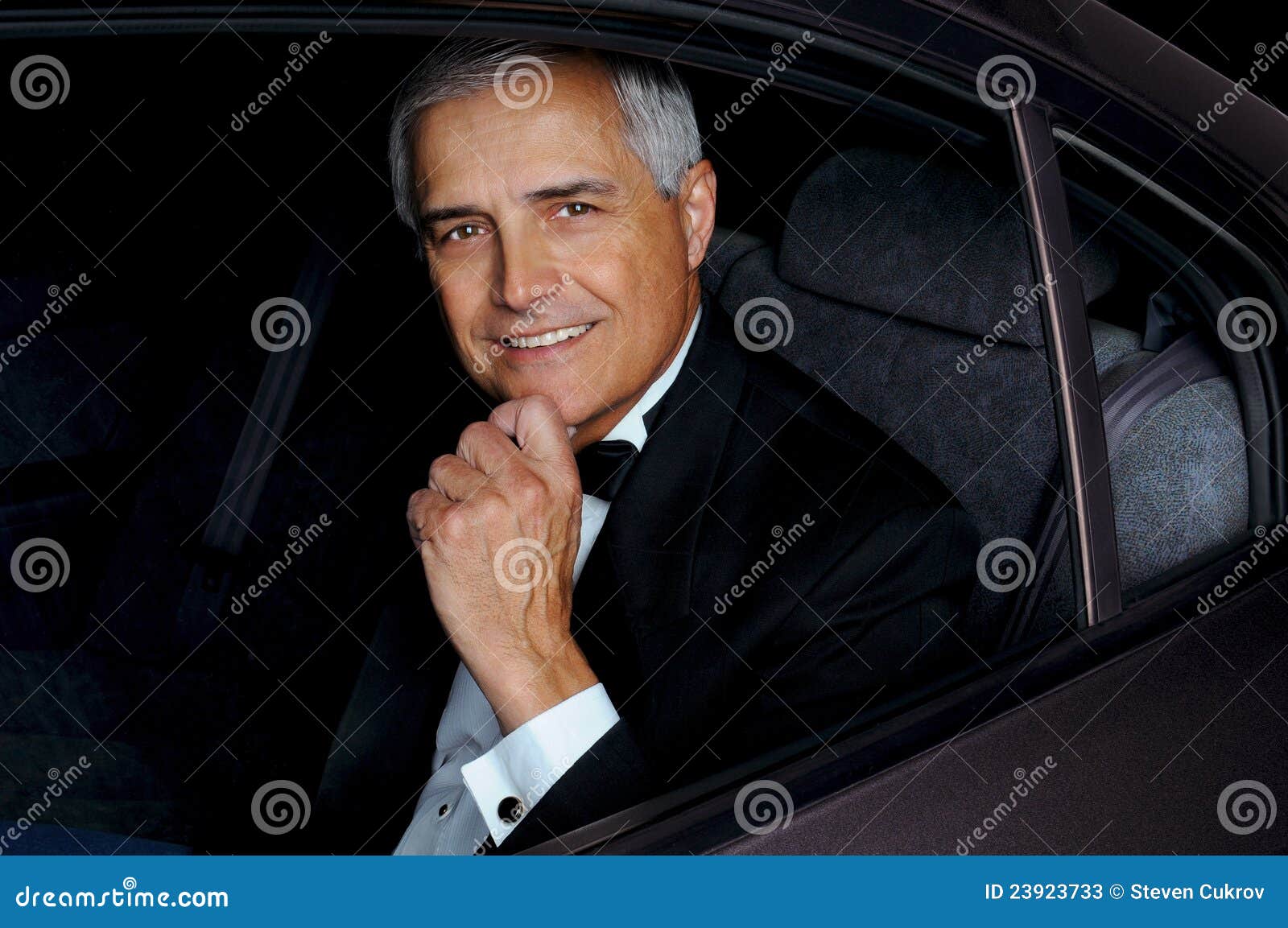 Closeup Man in Tux in Car stock image. Image of adult - 23923733