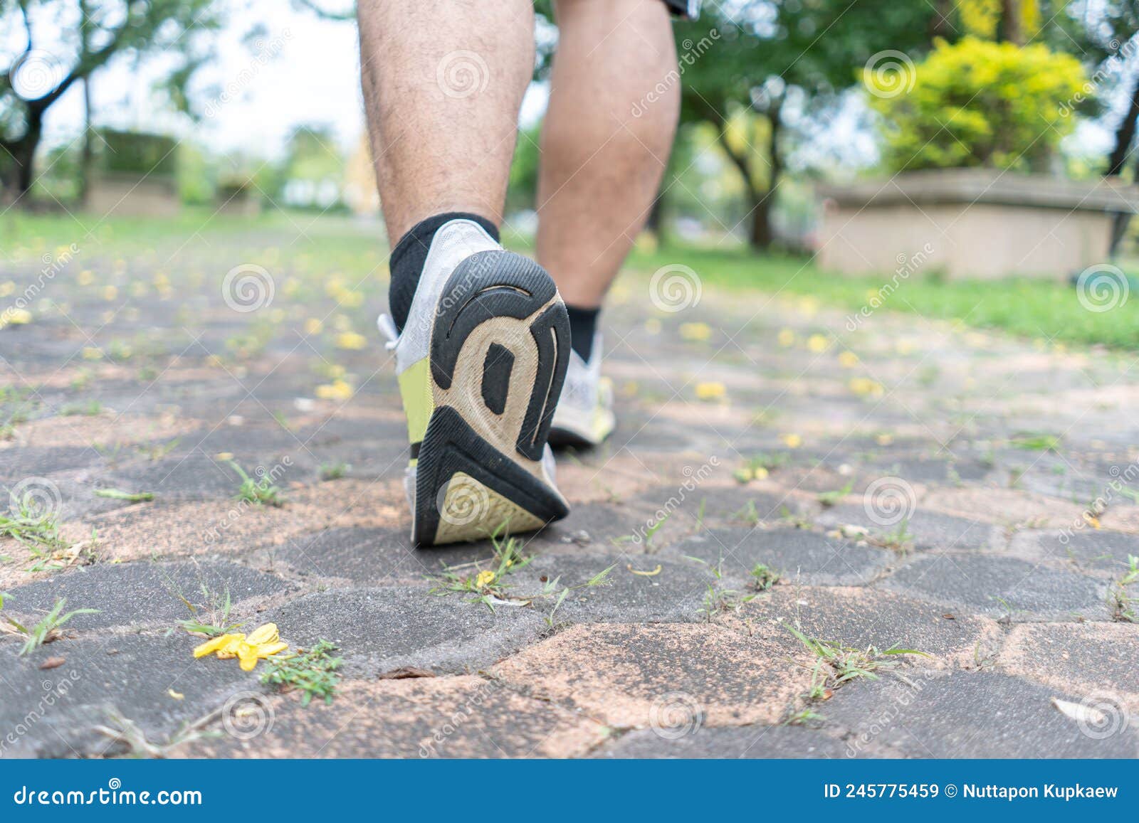 Closeup Man Walking Towards on the Road Side. Stock Image - Image of ...