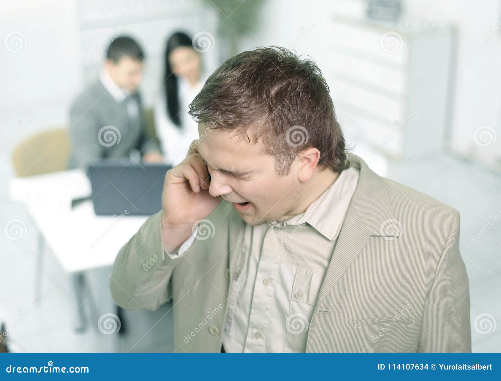 Closeup.Manager Talking on Mobile Phone in Office Stock Photo - Image ...